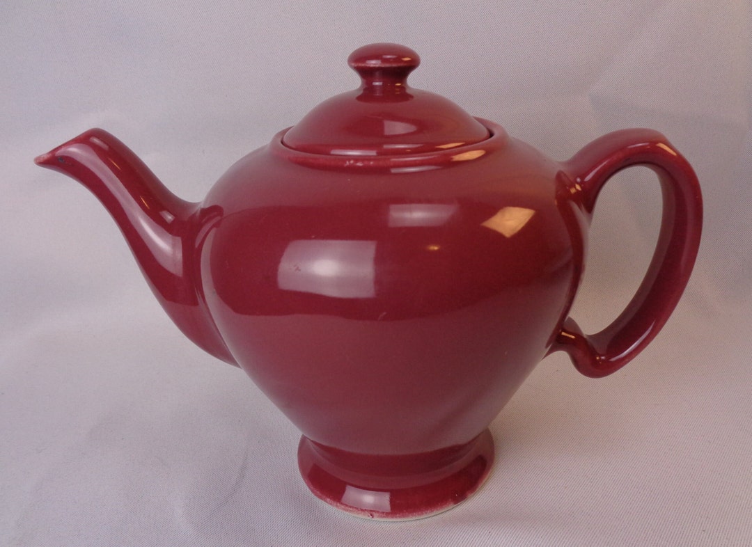 Vintage Burgundy Mccormick Tea Teapot, Vintage Maroon Pottery Mccormick ...