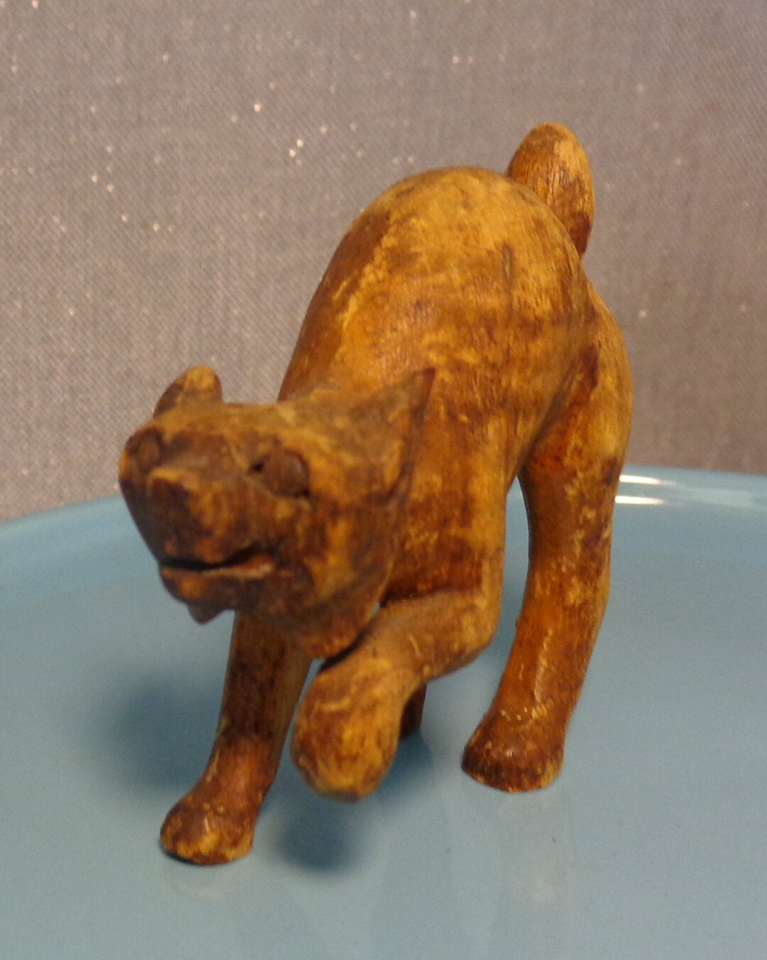 Gilbert Crowe Wood Carving, Vintage Cherokee Wooden Carved Cat, Signed ...