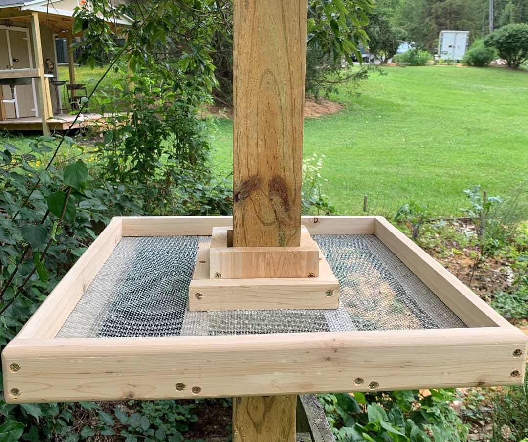 Cedar Post Mount Seed Tray: Large Bird Feeder Catcher - Etsy
