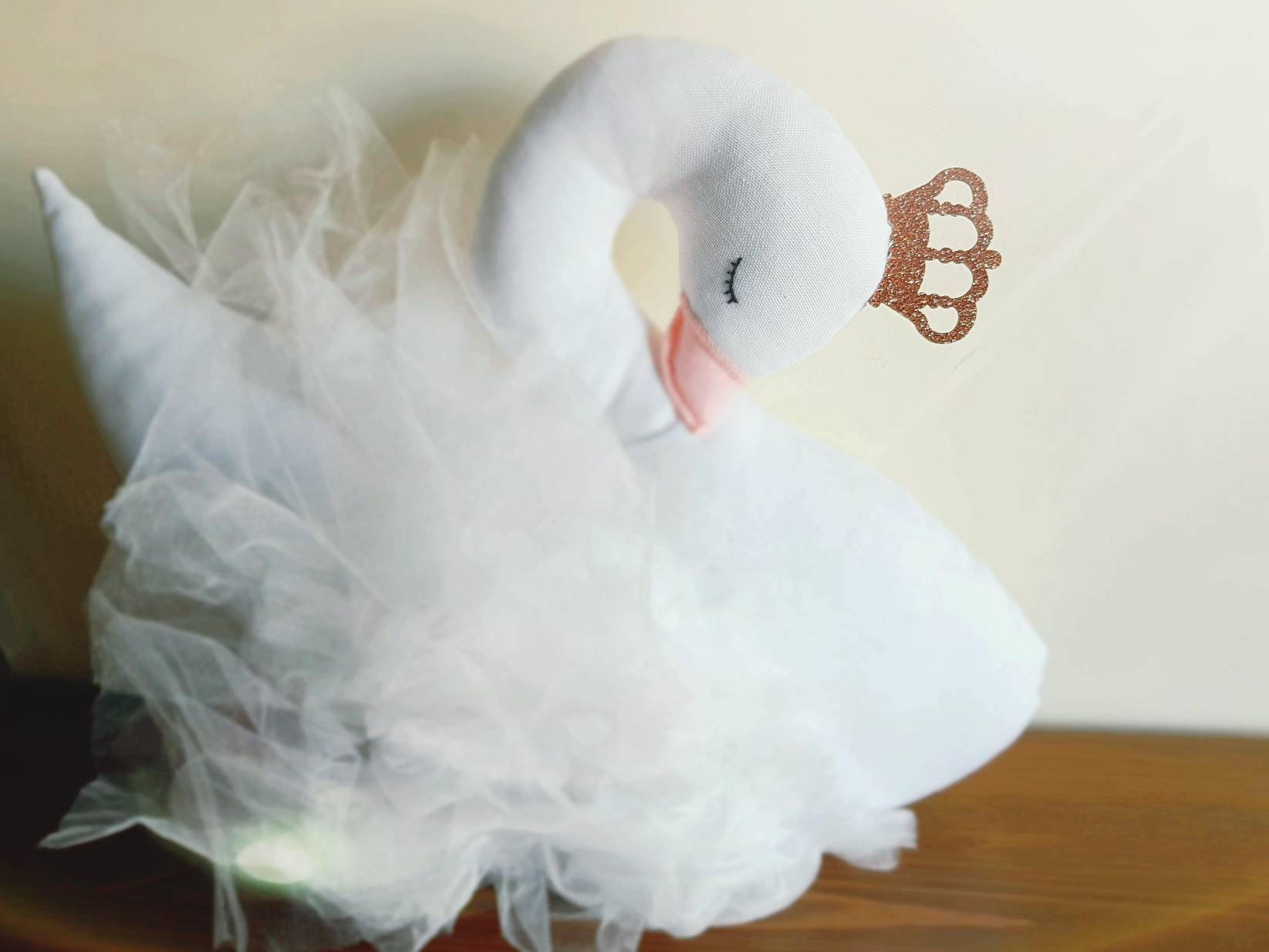 Swan Soft Sculpture Baby Girls Nursery Pillow Decor, 17 Inch Big Swan ...