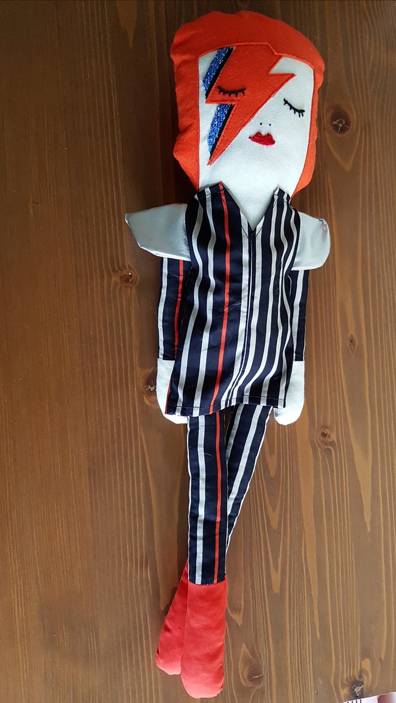David Bowie Doll Aladdin Sane Ziggy Stardust Iconic Rockstar Art Doll For Collectors