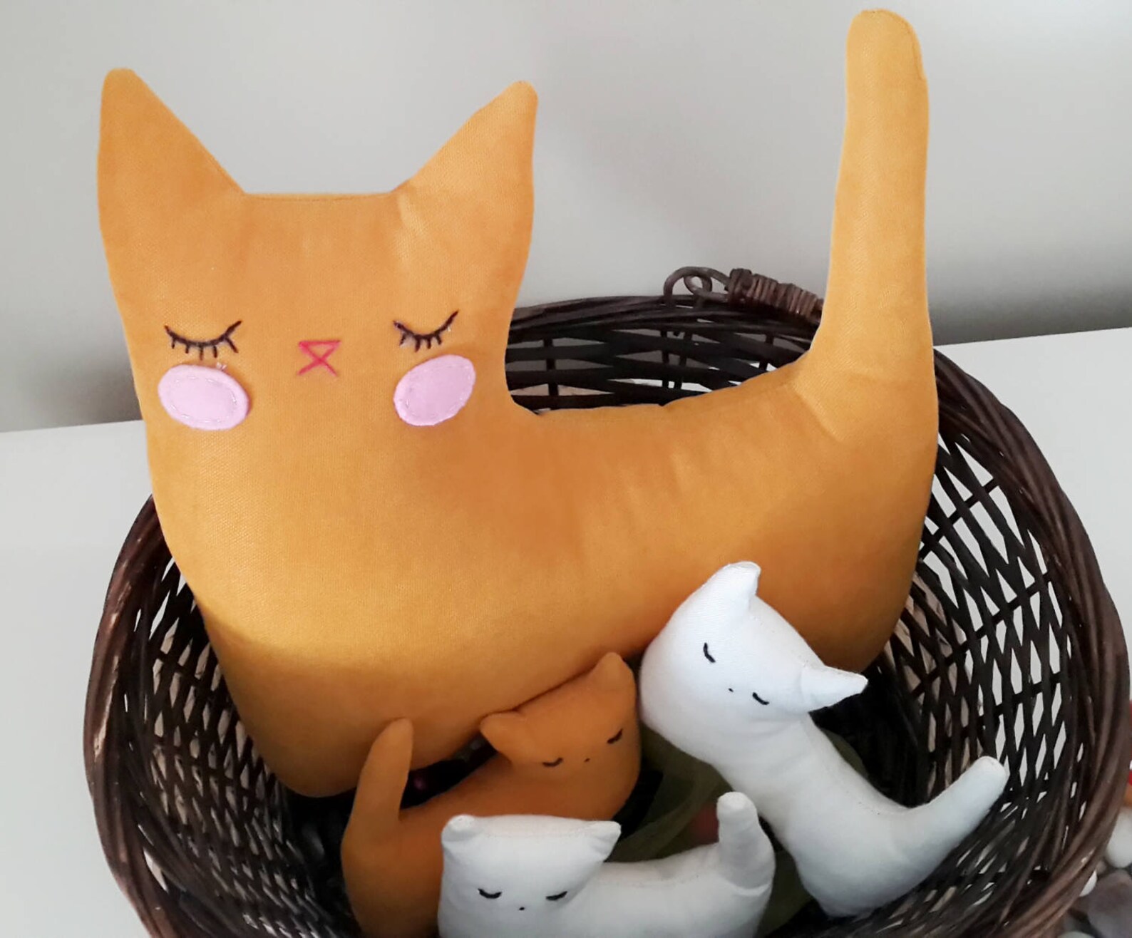 Handmade Velvet Cat Plush Family, Kawaii Nursery Decor Pillows - Etsy