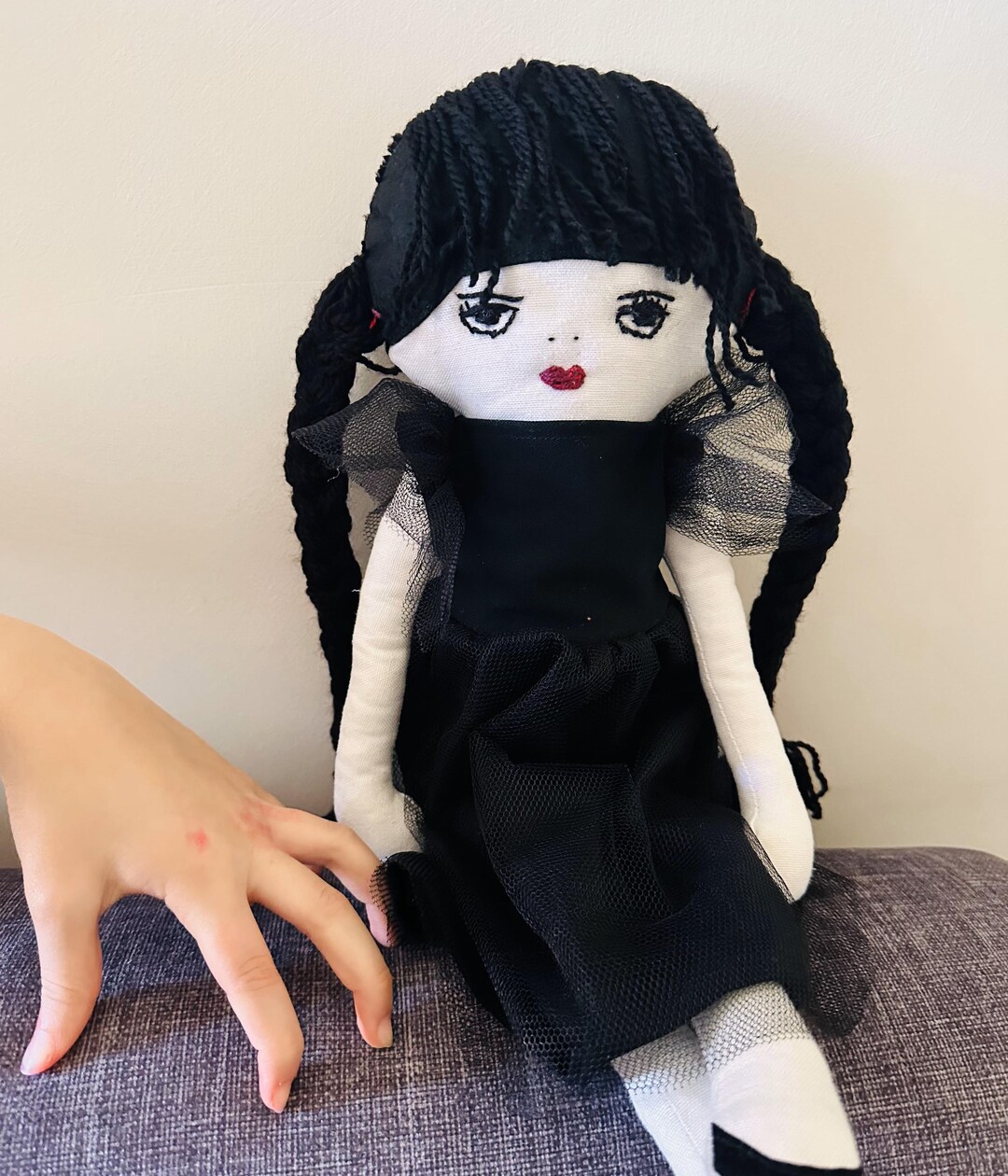 Wednesday Addams Fabric Doll, Wednesday Inspired Art Doll for ...