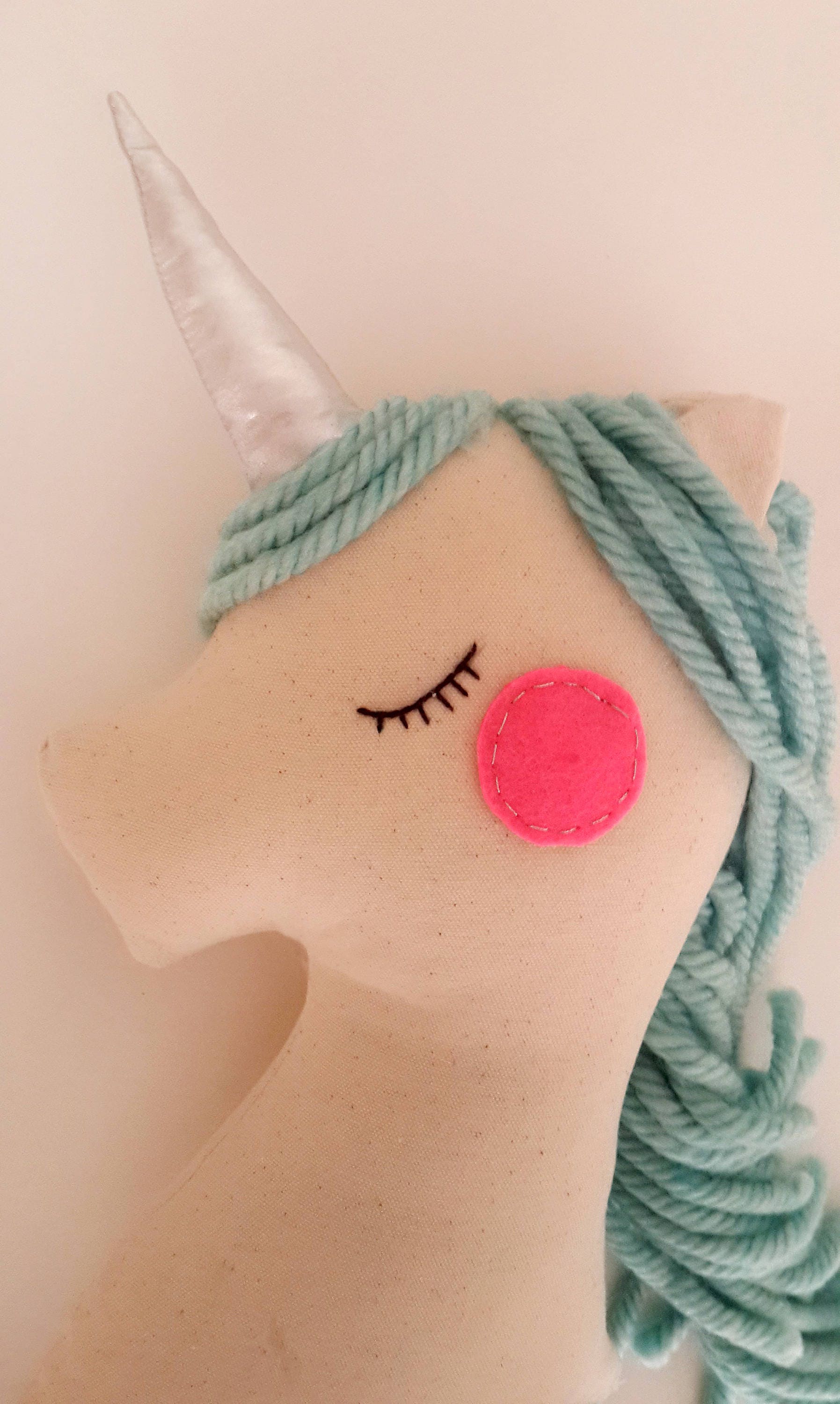 Mint Unicorn Plush Pillow, Silver Horn, Nursery Decor - Etsy