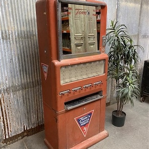 Vintage Tom's Toasted Peanuts Vending Machine, Candy Vending Machine ...