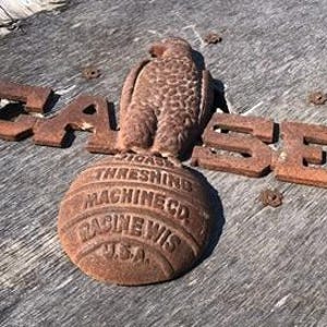 Case Implement Cast Iron Eagle Emblem, Advertising Sign Threshing Farm Machine W Cast Iron Case ...
