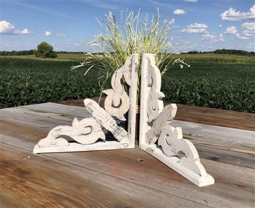 2 White Wood Corbels Architectural Elements, Porch Trim, Shabby Chic ...