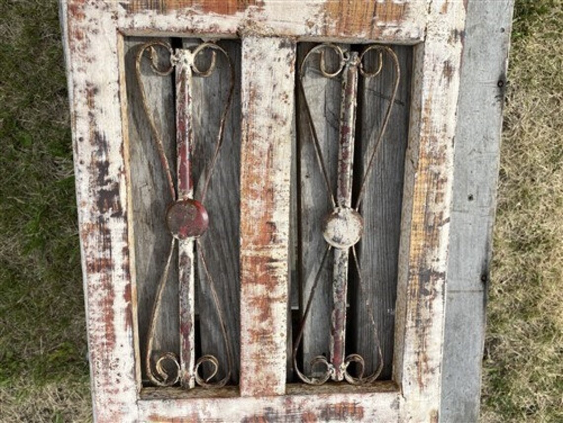 White Rectangular Metal Wood Window Distressed Architectural - Etsy