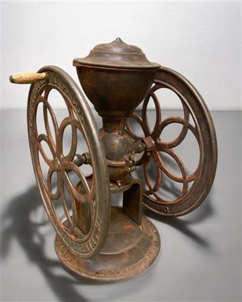 Vintage Enterprise Mfg. Coffee Grinder, Double 24 Inch Wheels, Hand ...