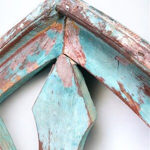 Large Arched Blue French Country Distressed Window Frame, Architectural ...