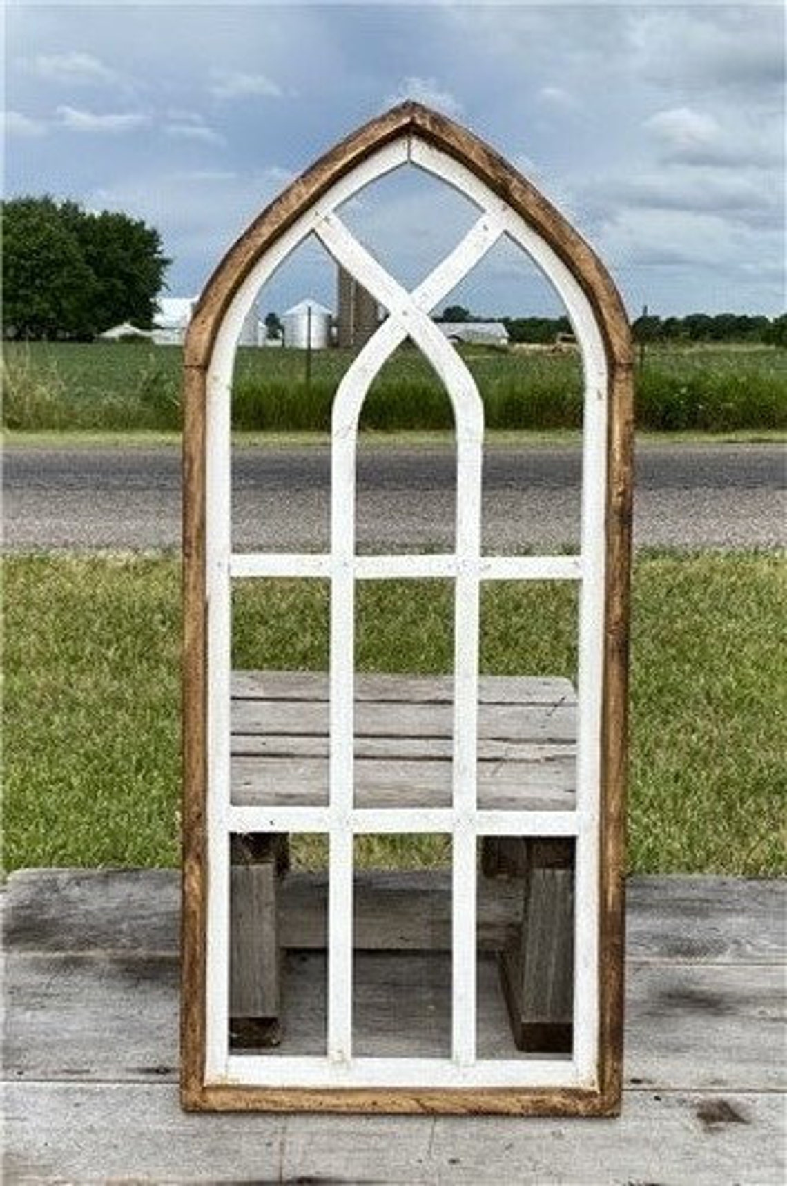 2 Tone Arched Cathedral Window Frame Wooden Church Frame | Etsy