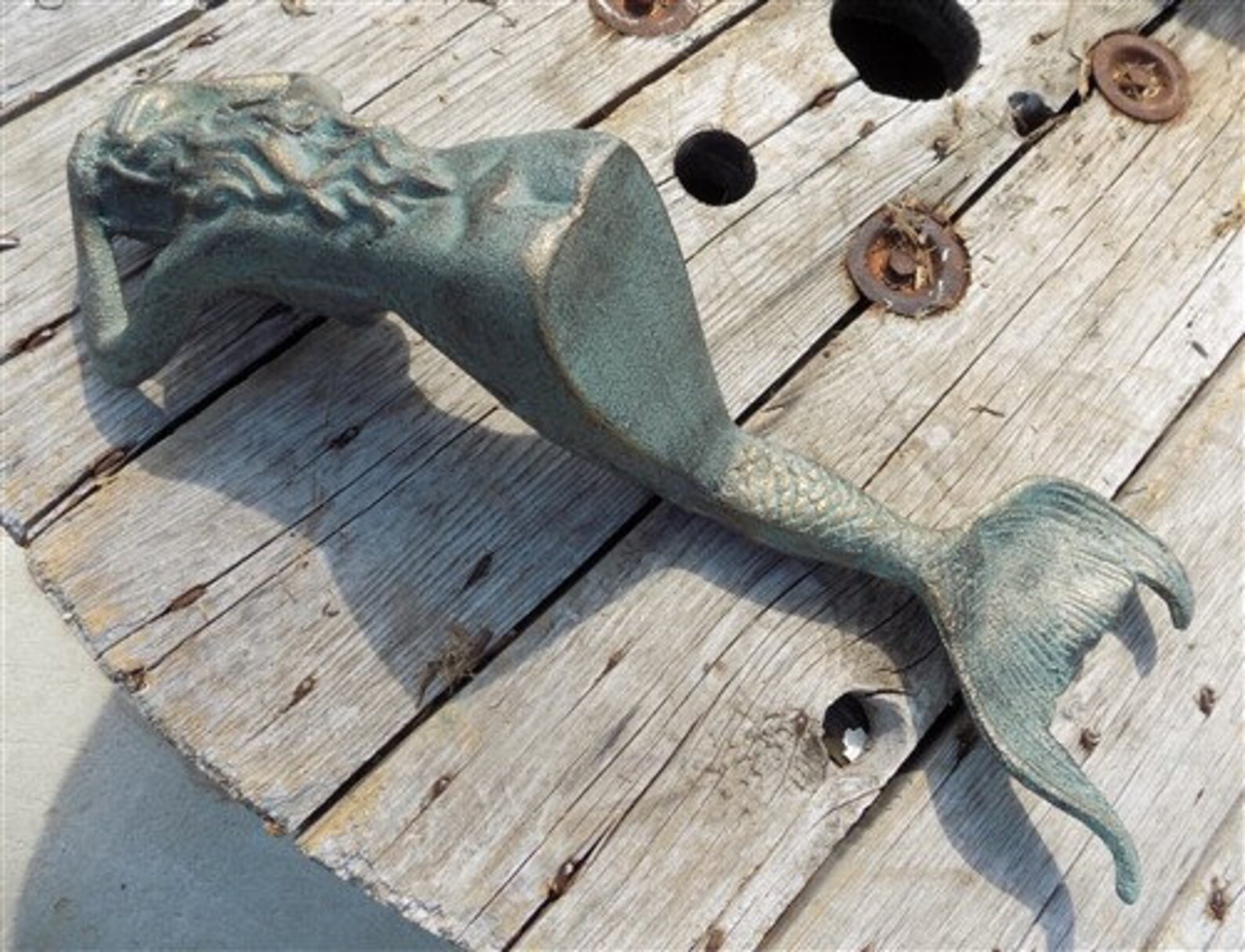 Cast Iron Mermaid, Mermaid Decor, Mermaid Figurine, Nautical Decor ...