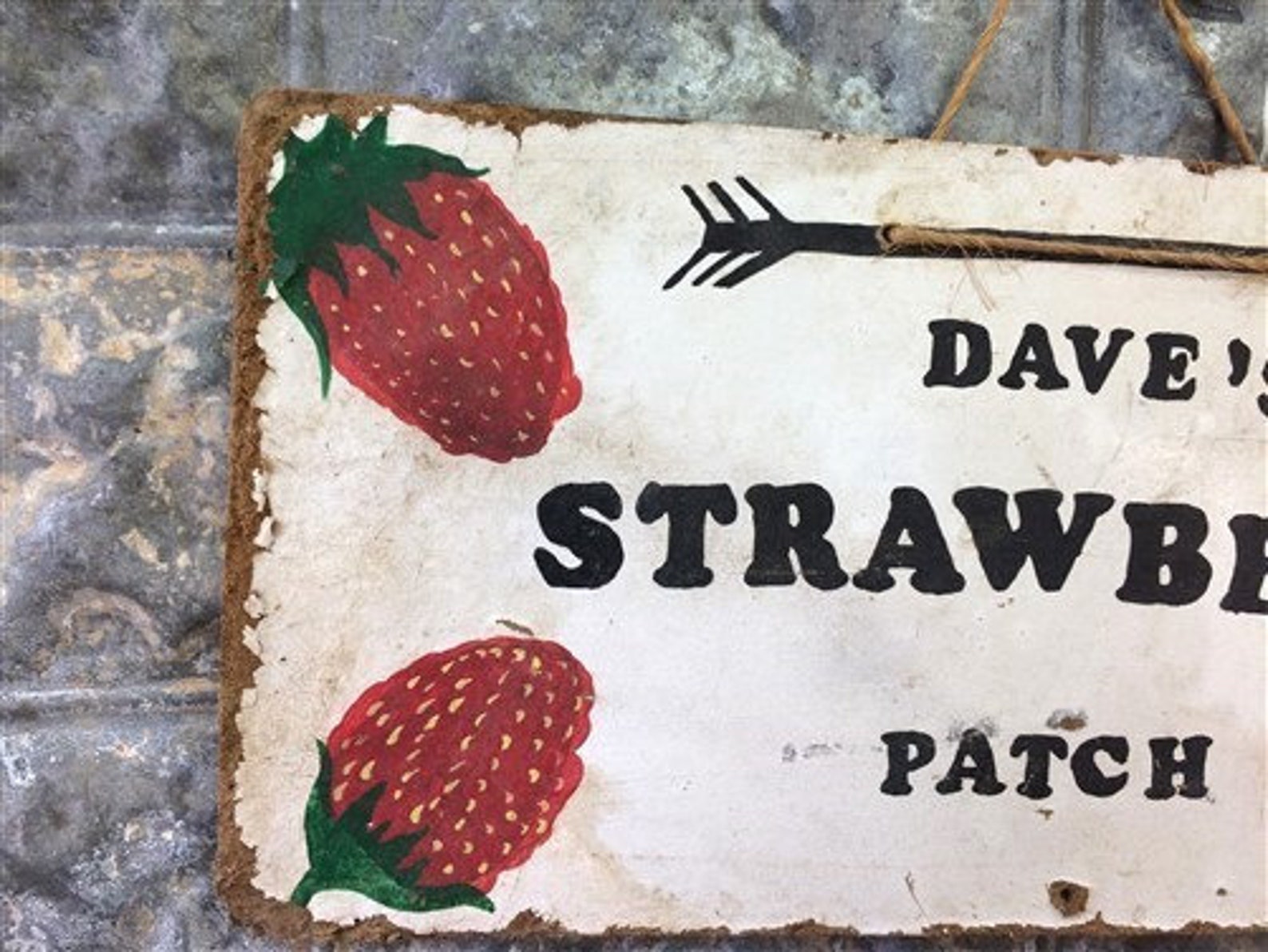 Dave's Strawberry Patch Sign Vintage Farmers Market Folk - Etsy