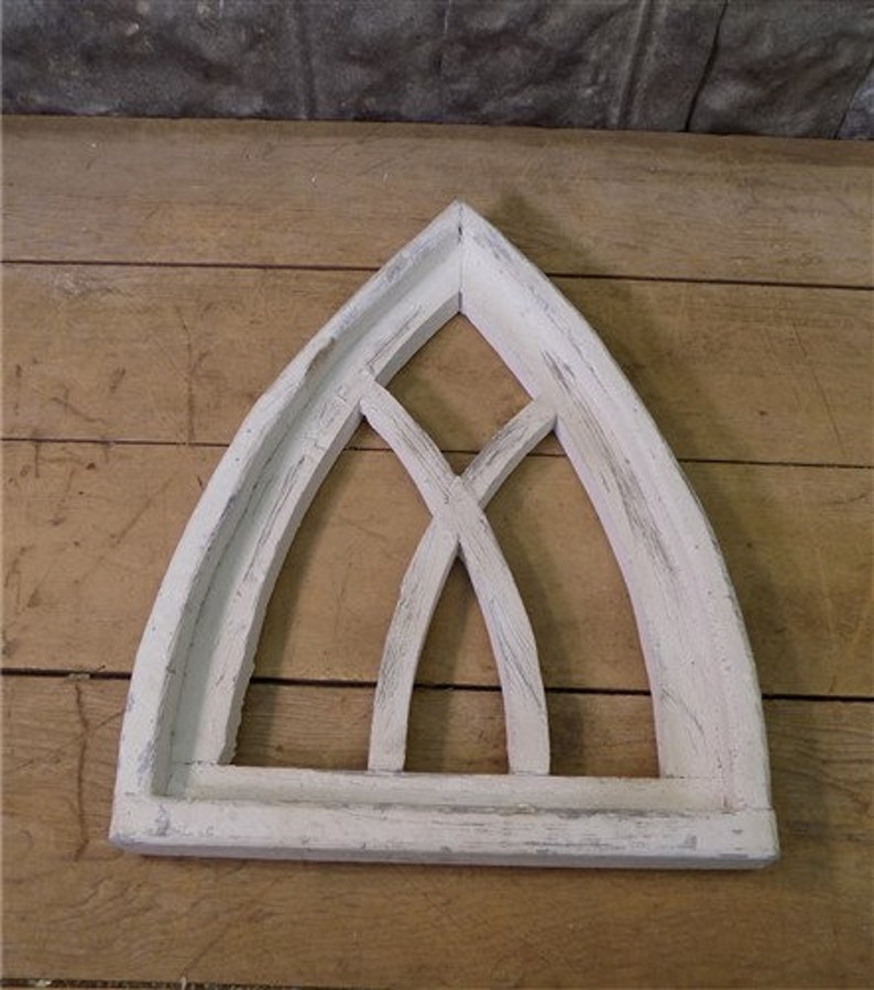White Church Arched Window Frame Distressed Farmhouse Window | Etsy