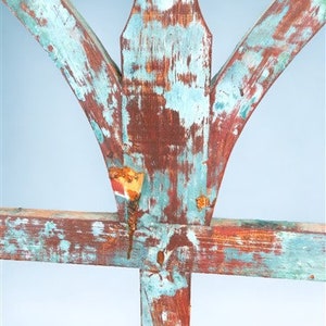 Large Arched Blue French Country Distressed Window Frame, Architectural ...