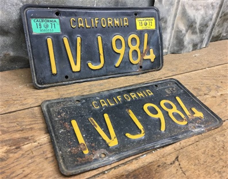 California Black Yellow License Plates Tags Matched Set | Etsy