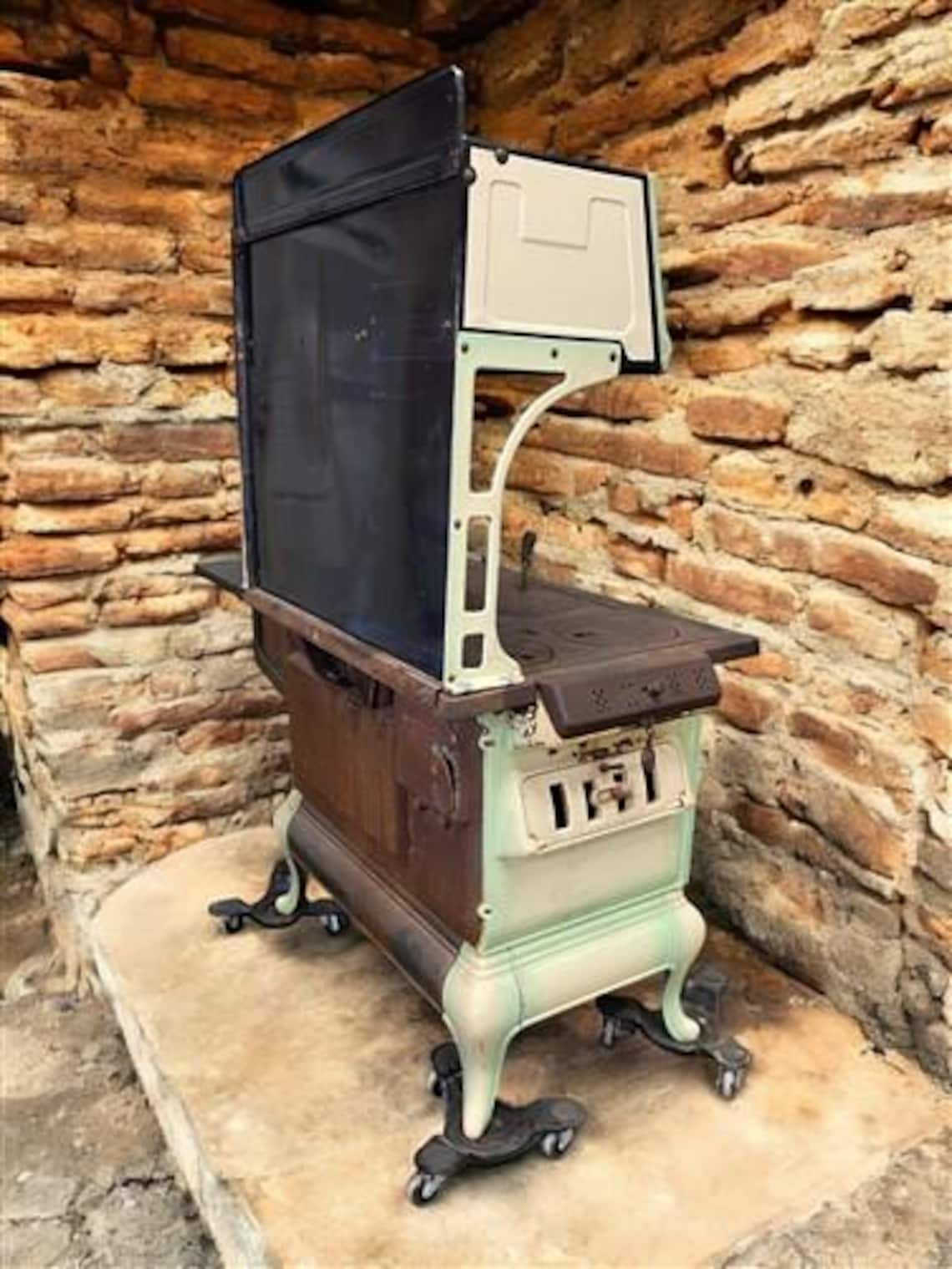 Monogram Stove, Vintage Wood/coal Burning Stove, Cream & Sage Enamel ...