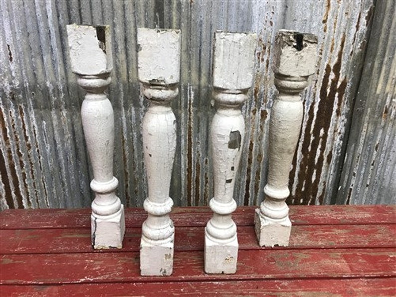 4 Balusters White Wood Architectural Salvage Spindles Porch | Etsy