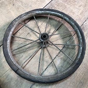 4 Vintage Metal Spoke Baby Buggy Wheels Pedal Car Garden Cart Pumpkin ...