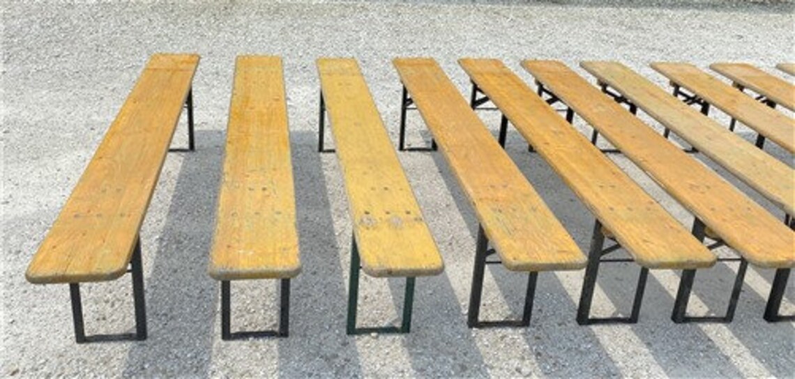 10 Vintage German Beer Garden Benches Portable Industrial - Etsy