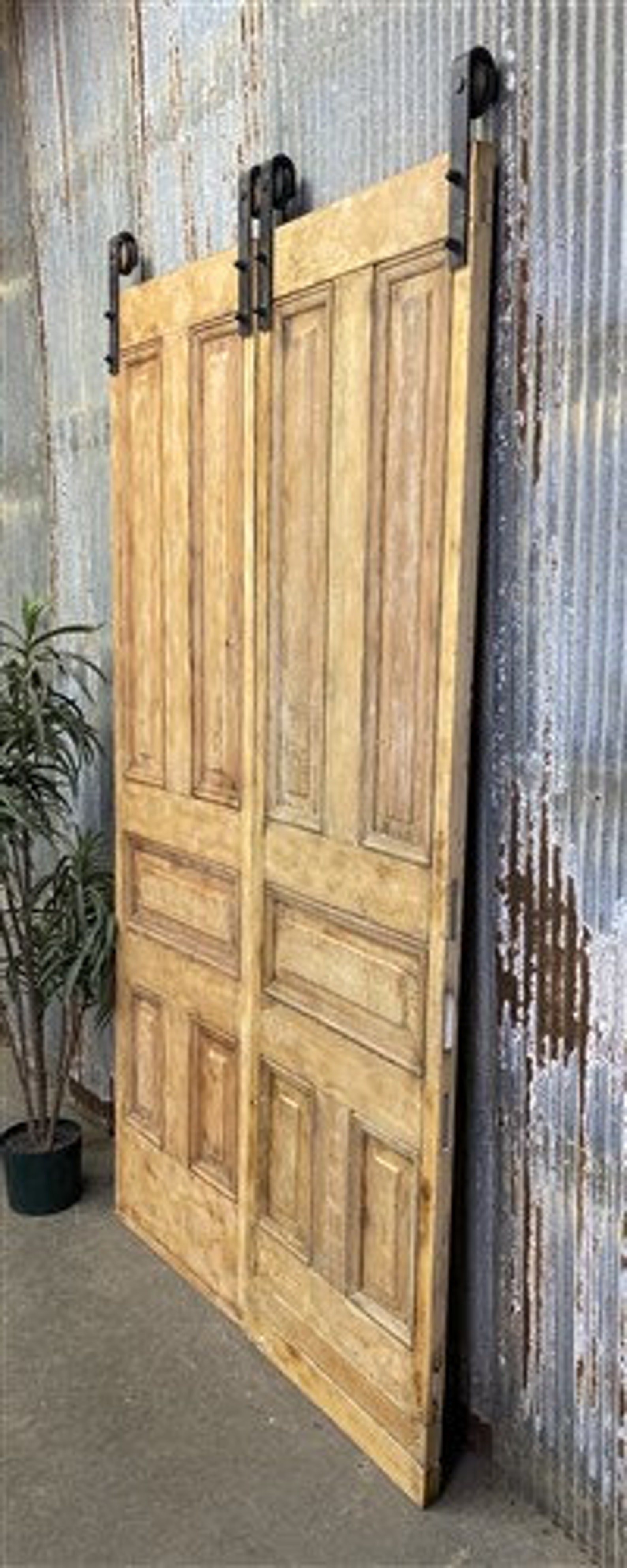 Pair Vintage American Doors (48x84) 5 Panel Interior Sliding Door W ...