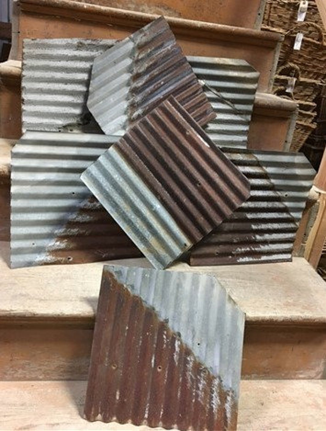 7 Pcs Corrugated Weathered Barn Tin Farmhouse Architectural Salvage ...