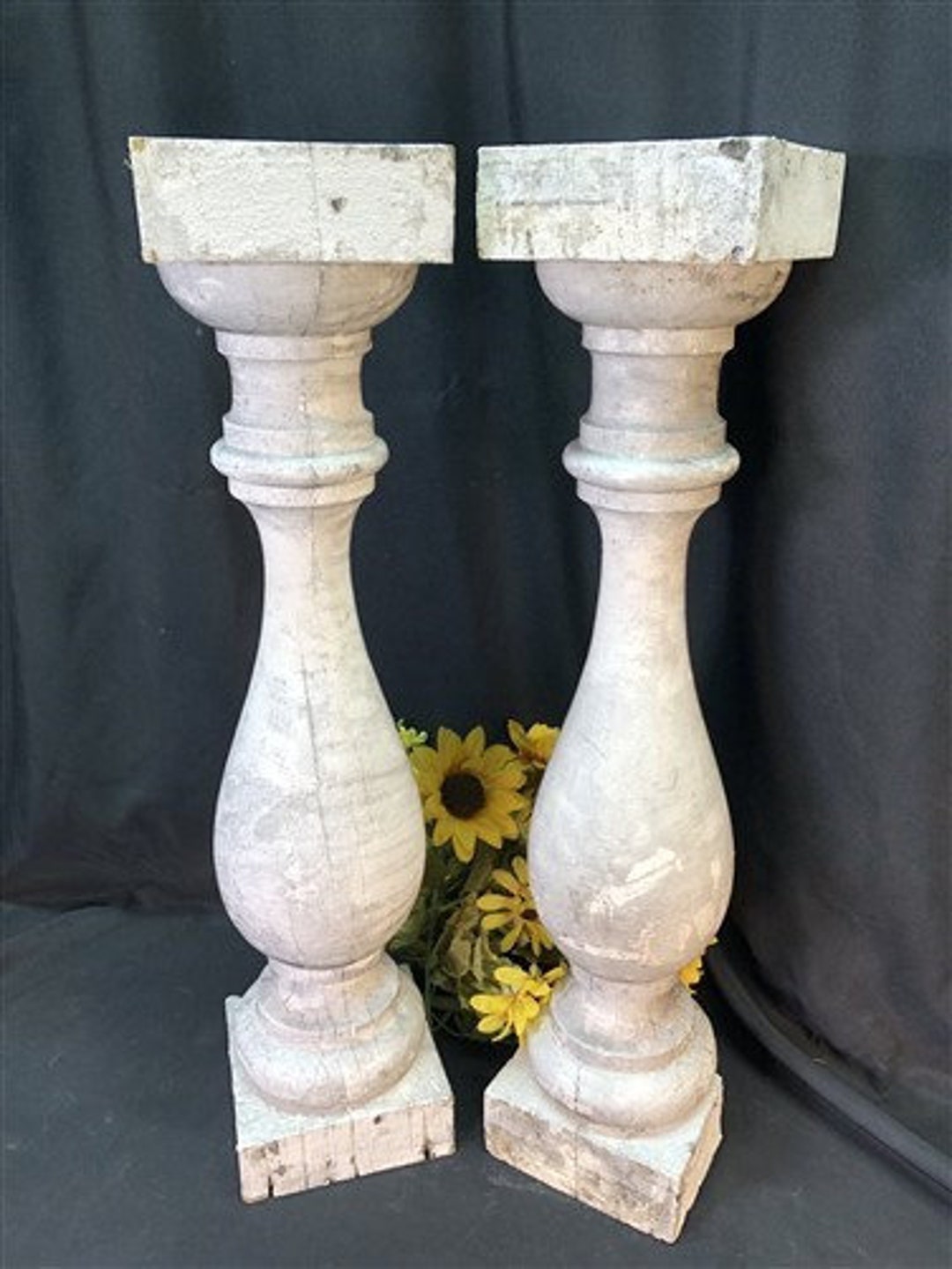 2 Antique Wood Balusters, Architectural Salvage Newel Posts, Furniture ...