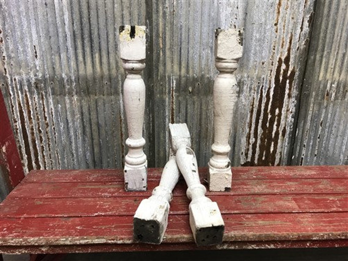4 Balusters White Wood Architectural Salvage Spindles Porch | Etsy