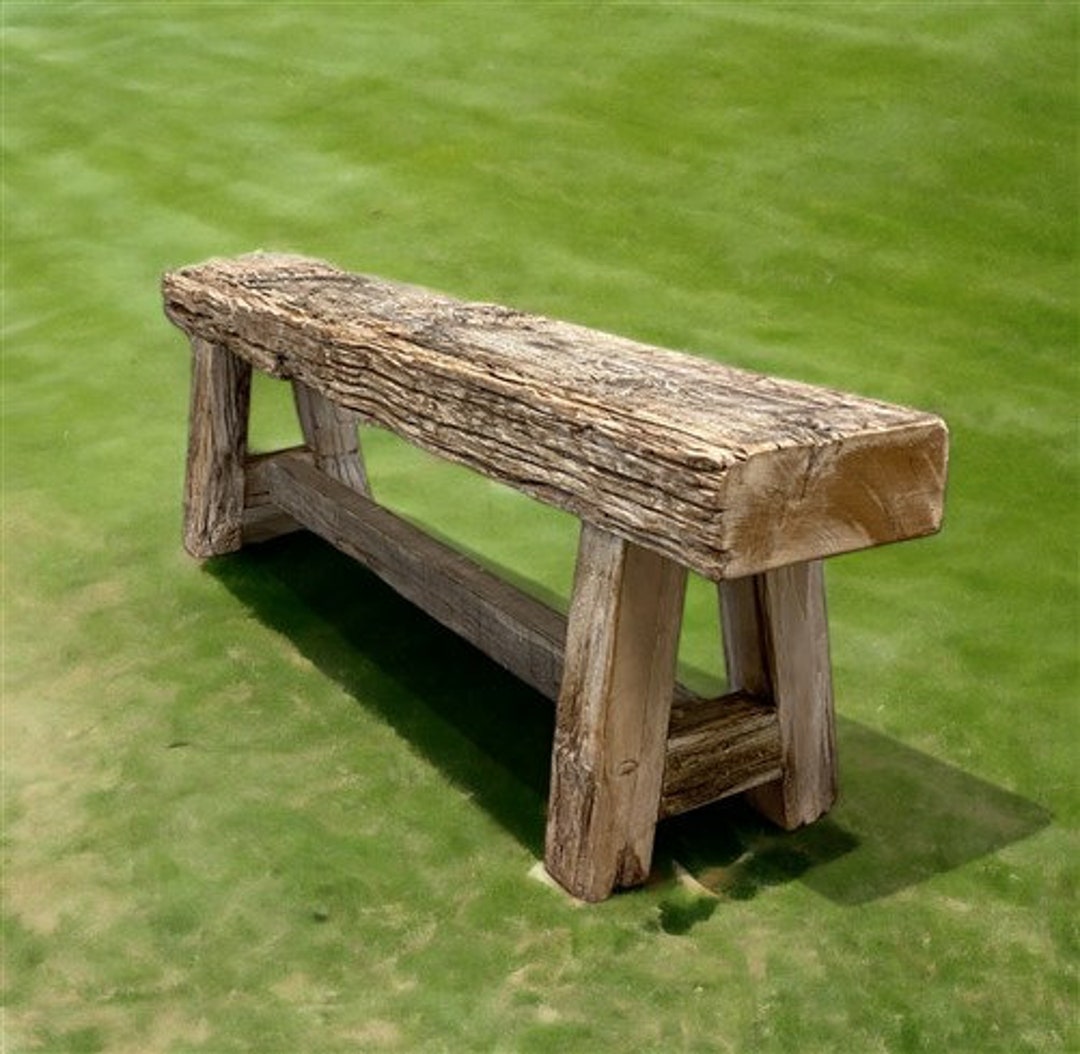 Rustic Log Bench, Vintage Reclaimed Wood Bench, Farmhouse Decor, Cabin ...
