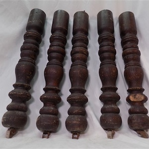 5 Wood Table Legs, Harvest Folk Art Architectural Salvage Vintage ...