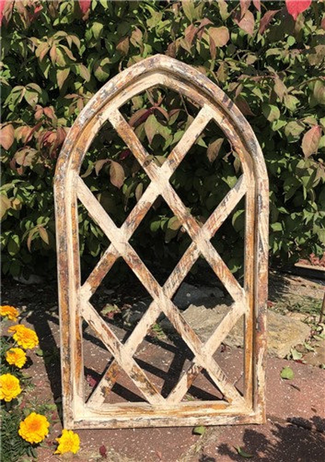 Farmhouse Arched Frame, Lattice Window Frame, Rustic Home Decor, Church ...