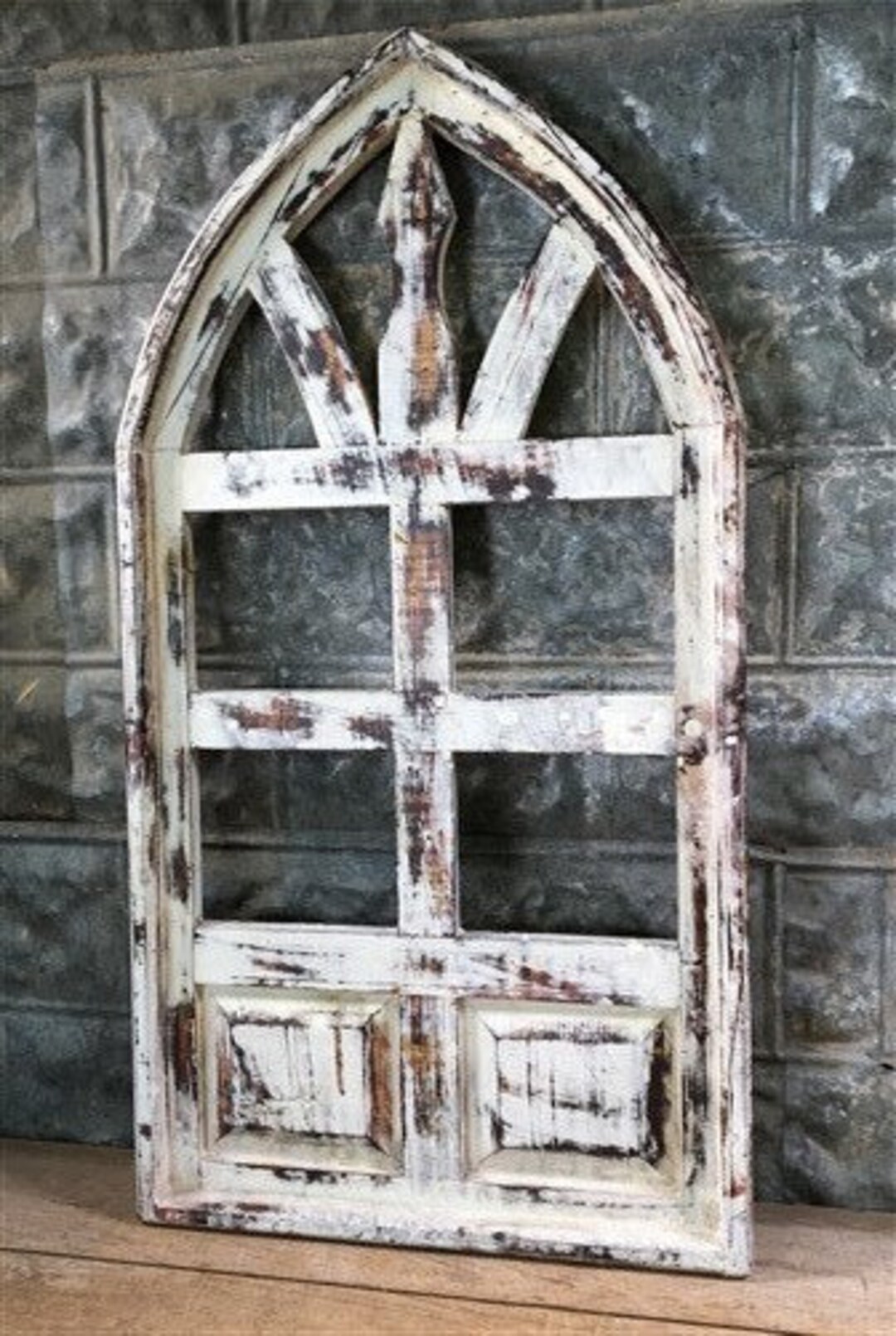 Arched French Country Distressed Window Frame, Architectural Shabby ...
