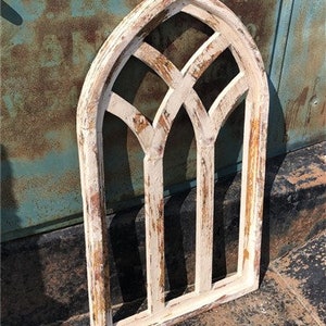 Arched Church Window, Wood Cathedral Frame, Faux Window, Farmhouse Wall ...