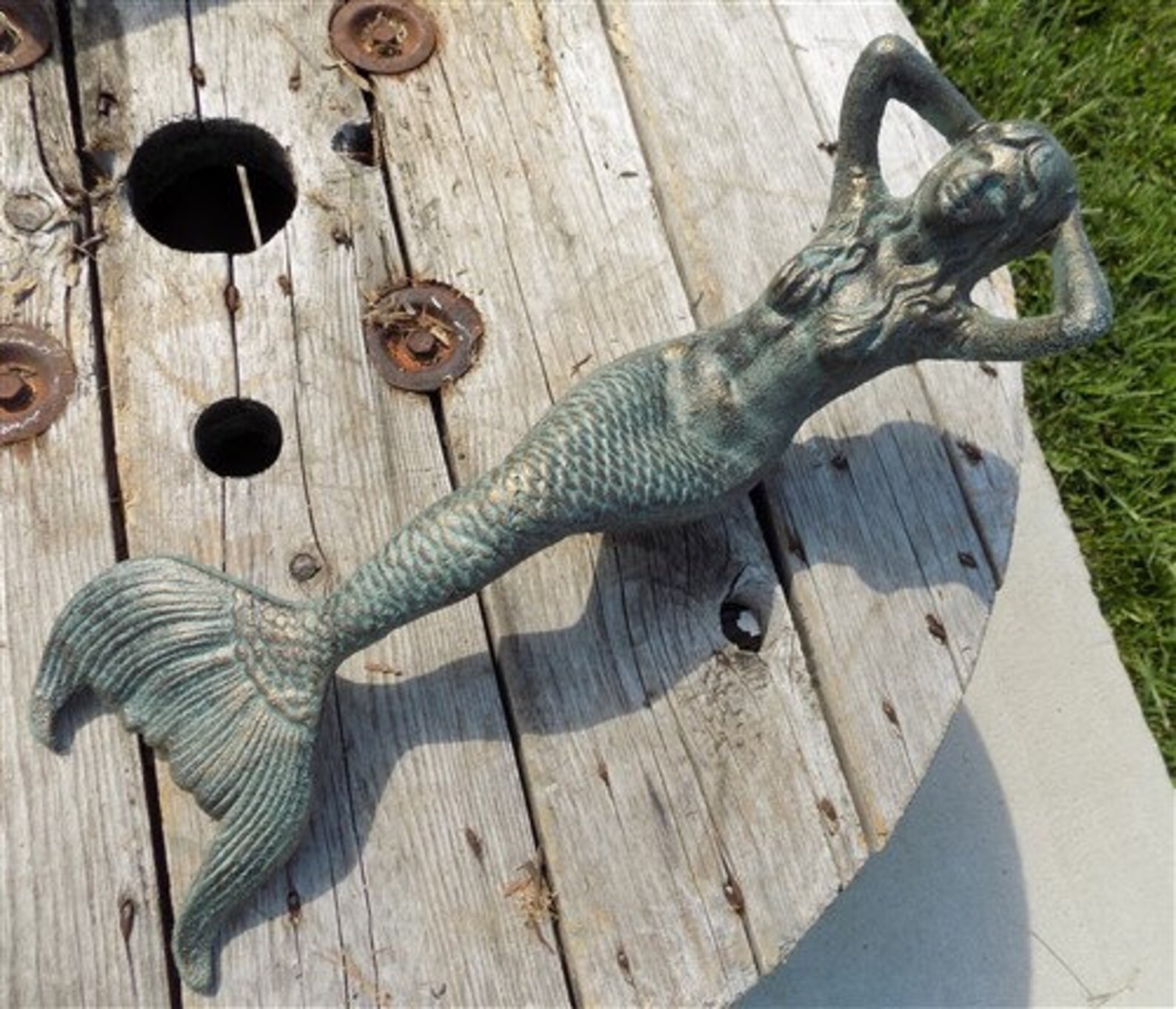 Cast Iron Mermaid, Mermaid Decor, Mermaid Figurine, Nautical Decor ...