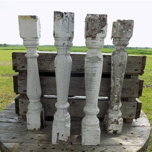 4 Balusters White Wood Architectural Salvage Spindles Porch Post House ...