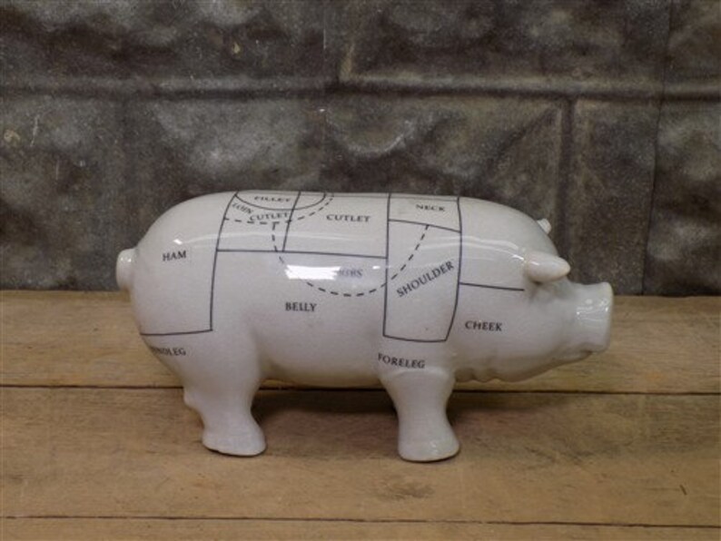 Pig Diagram Model, Porcelain Pig Figurine Decor, Ceramic Piggy, Butcher ...