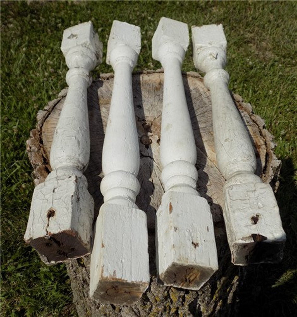 4 Balusters White Wood Architectural Salvage Spindles Porch | Etsy