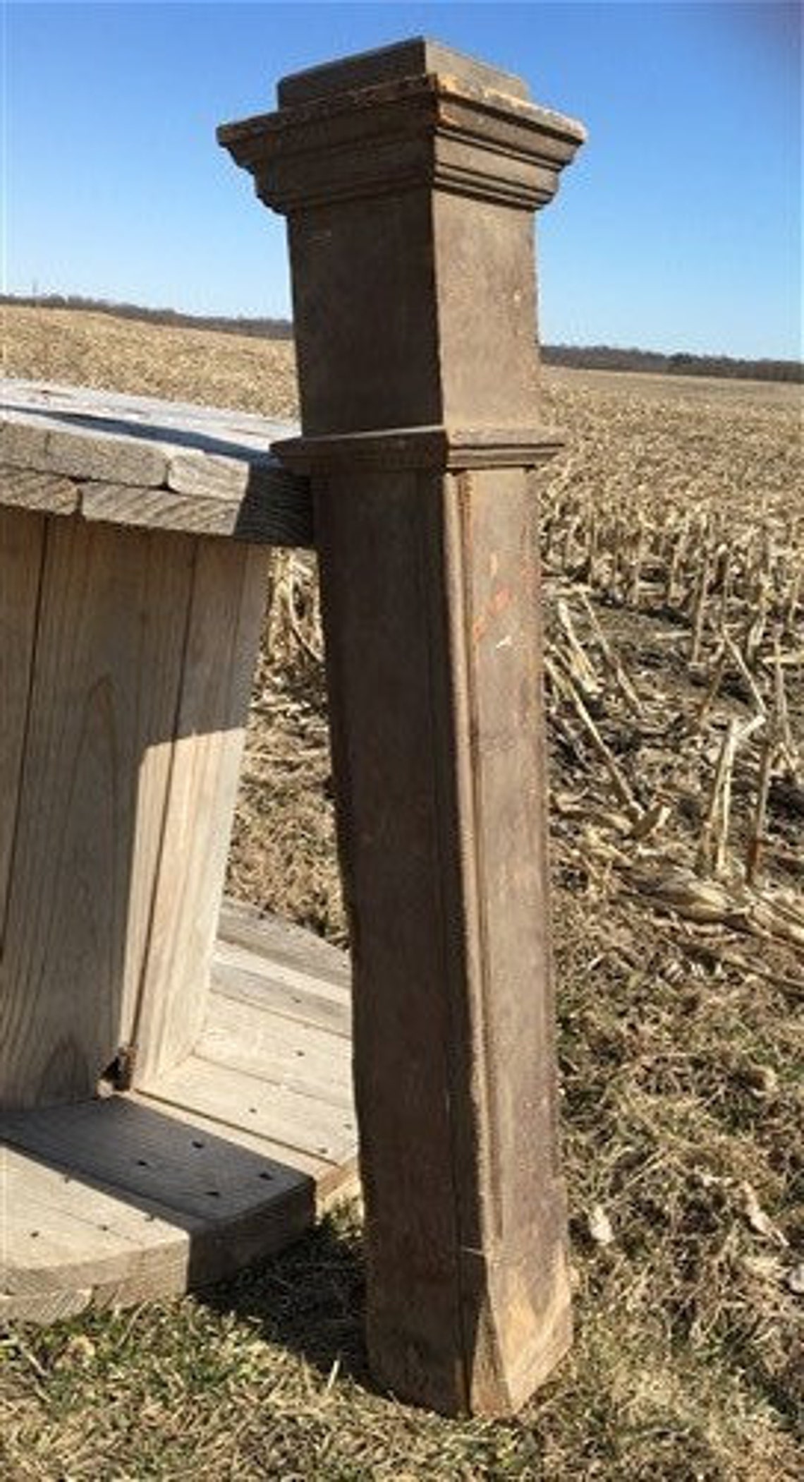 Newel Post Porch Column, Wood Architectural Salvage Repurpose Railing ...