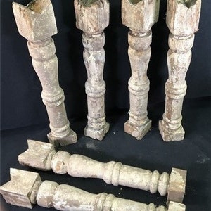 6 Balusters Painted Wood Architectural Salvage Spindles Porch House ...