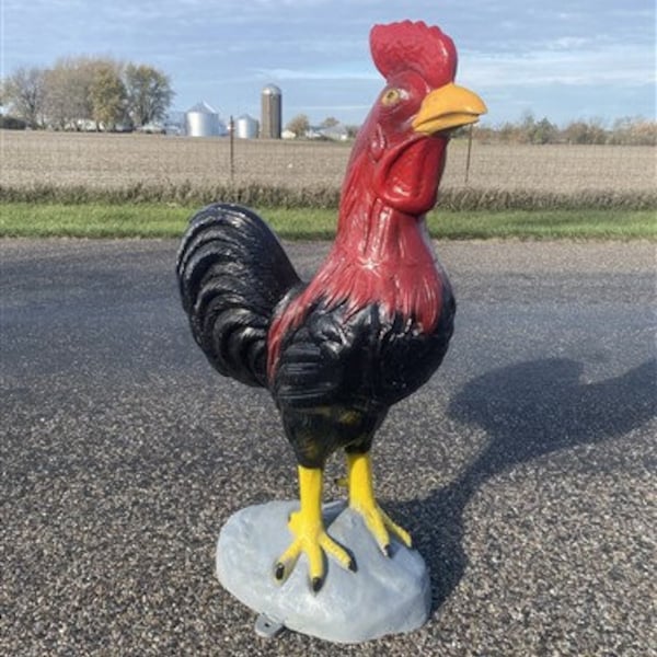 Large Metal Rooster Statue - Etsy