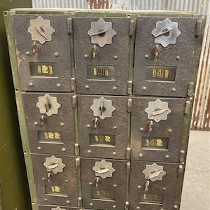 U.S. Post Office Station and 24 Mailbox Cabinet, Vintage PO Box Sorting ...