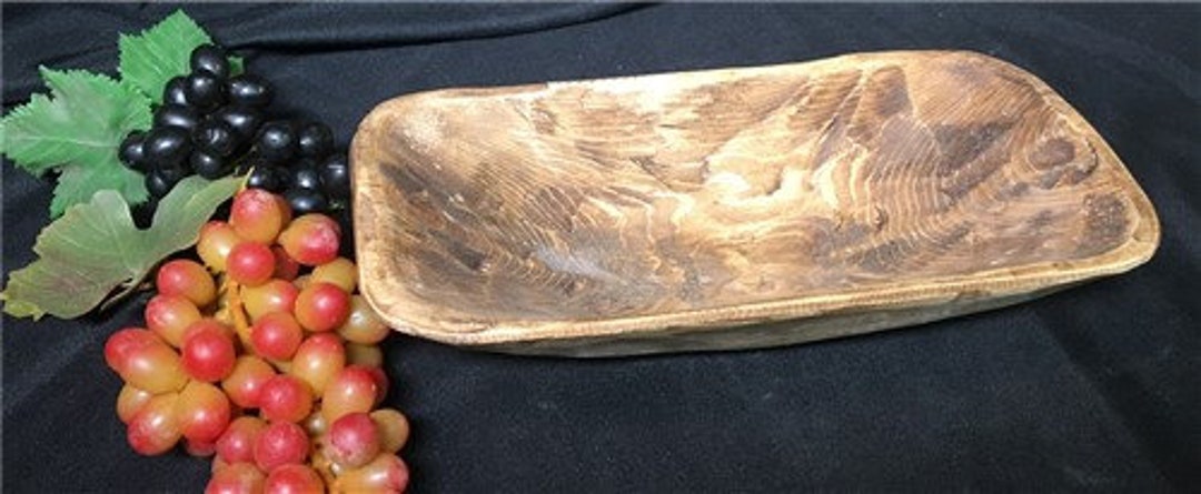 Small Dark Wood Bowl, Rustic Farmhouse Table Decor, Carved Wood Bread ...