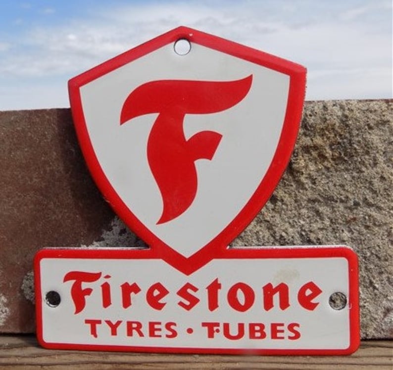 Firestone Tyres Tubes Sign, Metal Porcelain Advertising Sign, Gas ...