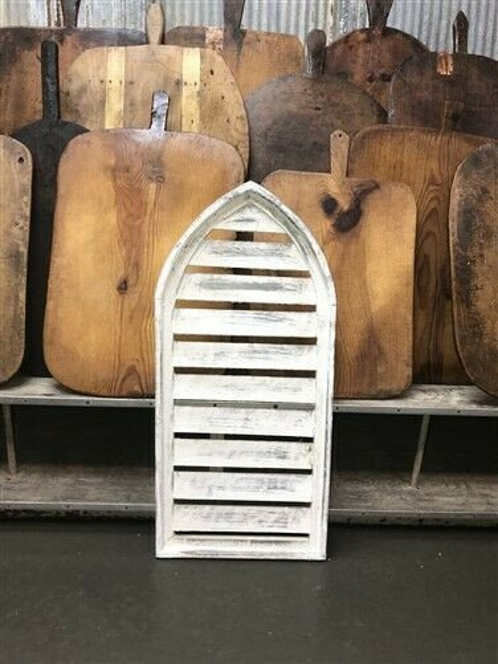 Distressed White Window Shutter Frame Arched Wood Shutter - Etsy