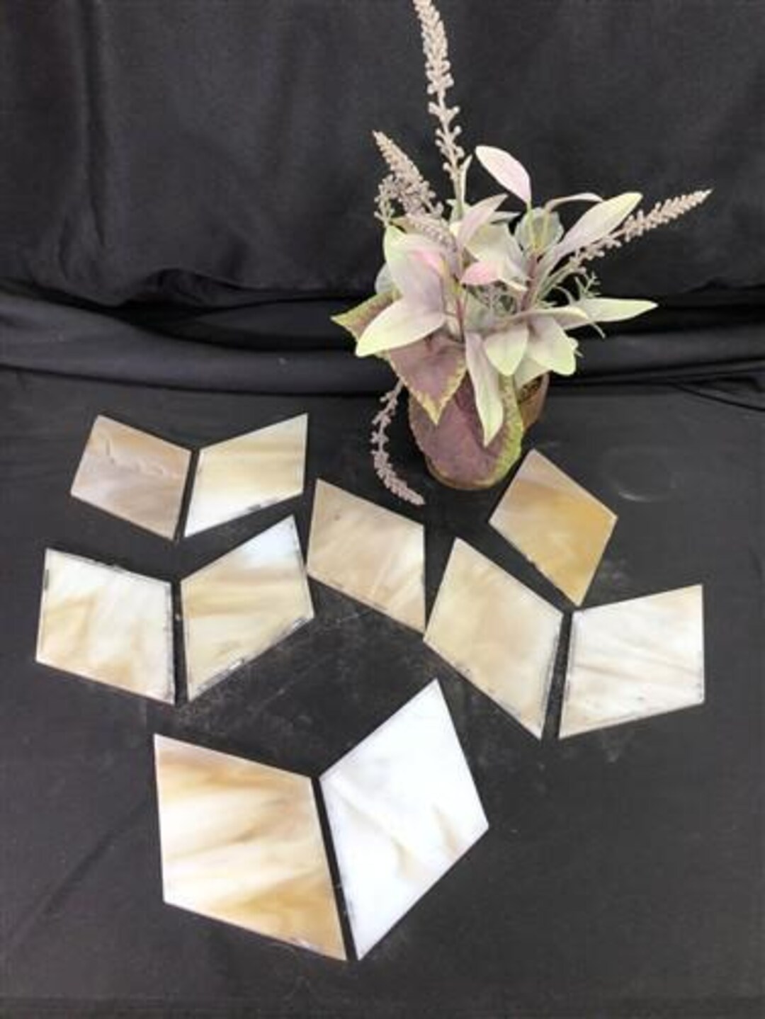 10 Stained Slag Glass Diamond Panes, Reclaimed Church Window Art Glass ...