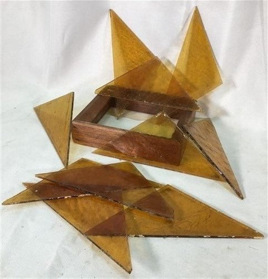 10 Honey Gold Stained Glass Reclaimed Church Window Triangle Panes, Art ...