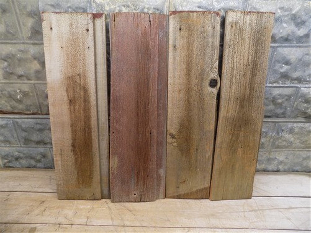 4 Barn Wood Harwood Pine Planks, Wall Siding Panels, Weathered Rustic ...