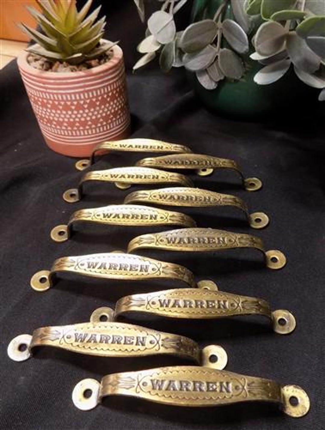 10 Warren Brass Cabinet Handle 4.25" Drawer Pulls, Kitchen Furniture ...