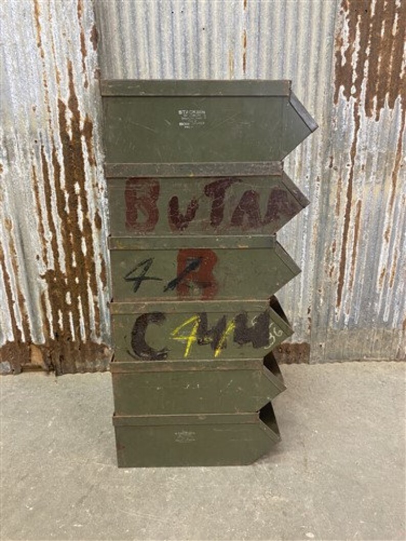 6 Stacking Bins Country Hardware Store Bolt Organizer Gym - Etsy