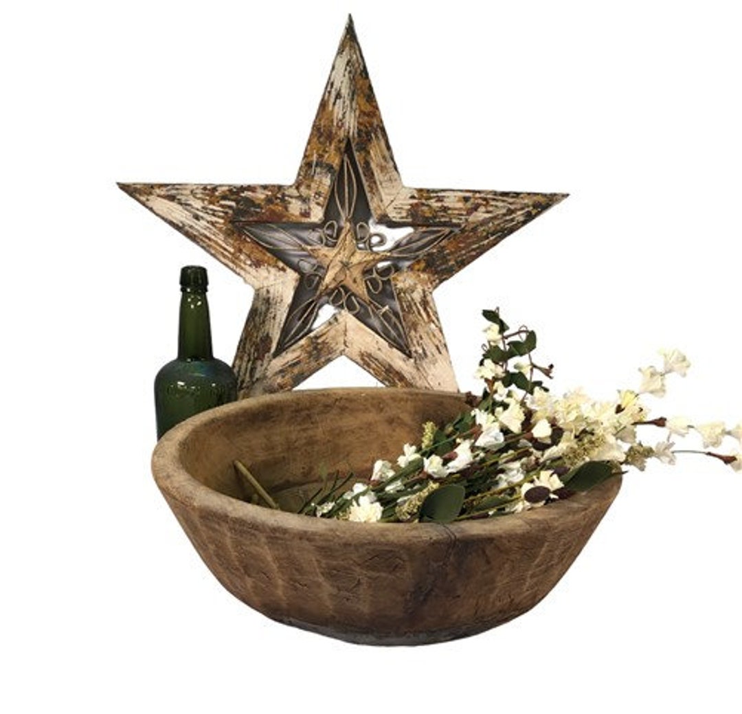 Small Round Wood Bowl, Rustic Farmhouse Table Decor, Carved Wood Bread ...